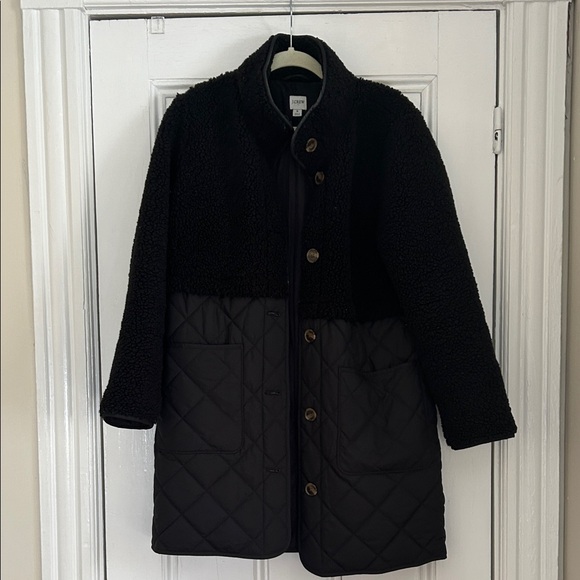J. Crew Factory | Jackets & Coats | J Crew Factory Black Sherpa Quilted ...